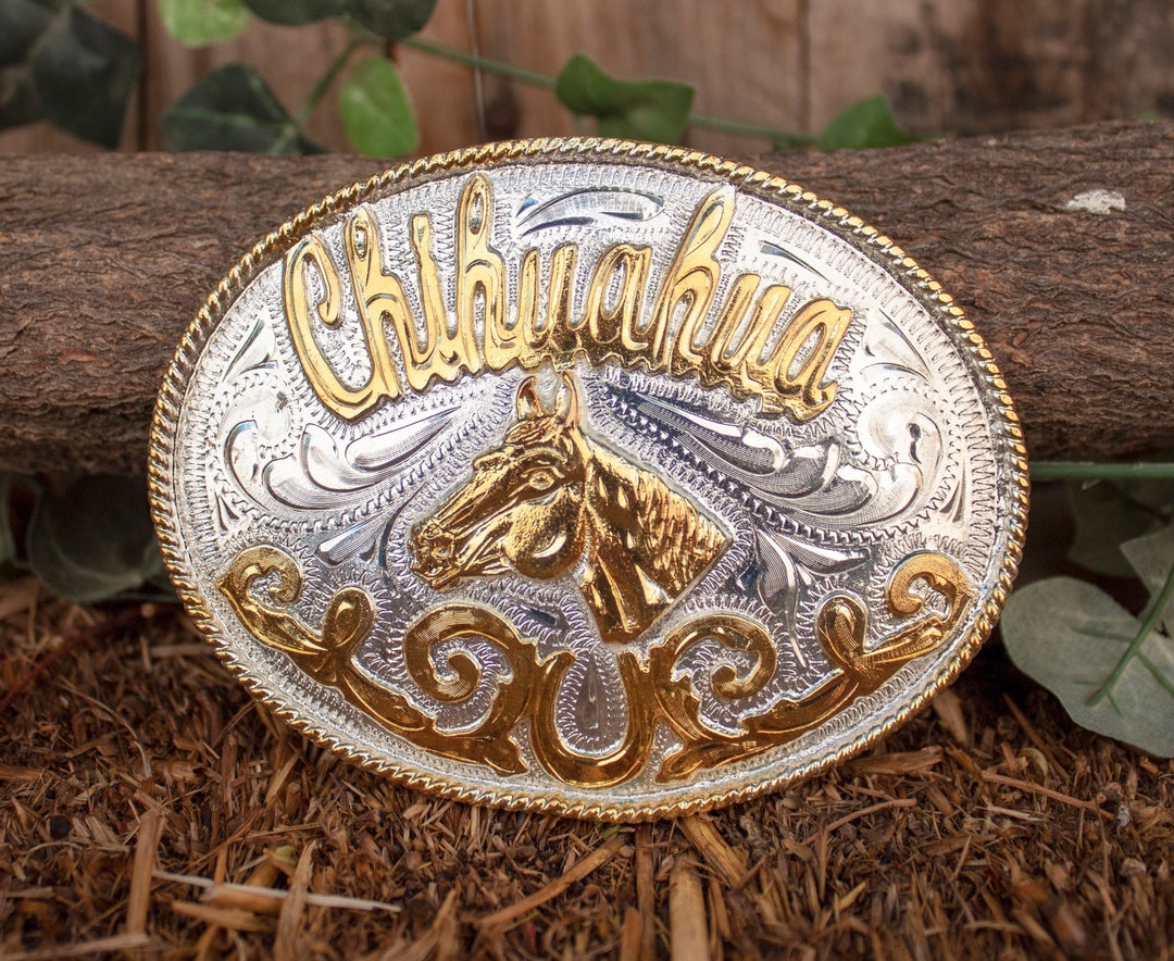 CHIHUAHUA Mexico MARIACHI HORSE Engraved Cowboy Western Alpaca Belt ...