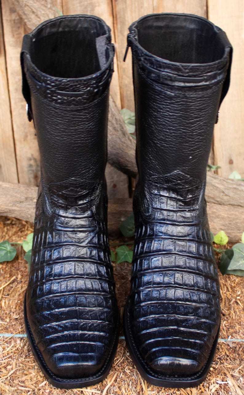 MENS CROCODILE Black Faux Alligator Cocodrilo Leather Cowboy Western ...