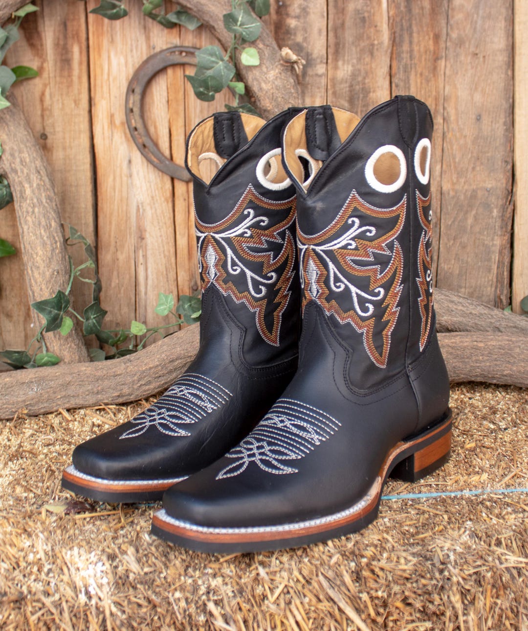 MENS Authentic LEATHER COWBOY Western Rodeo Square Toe Boots - Etsy