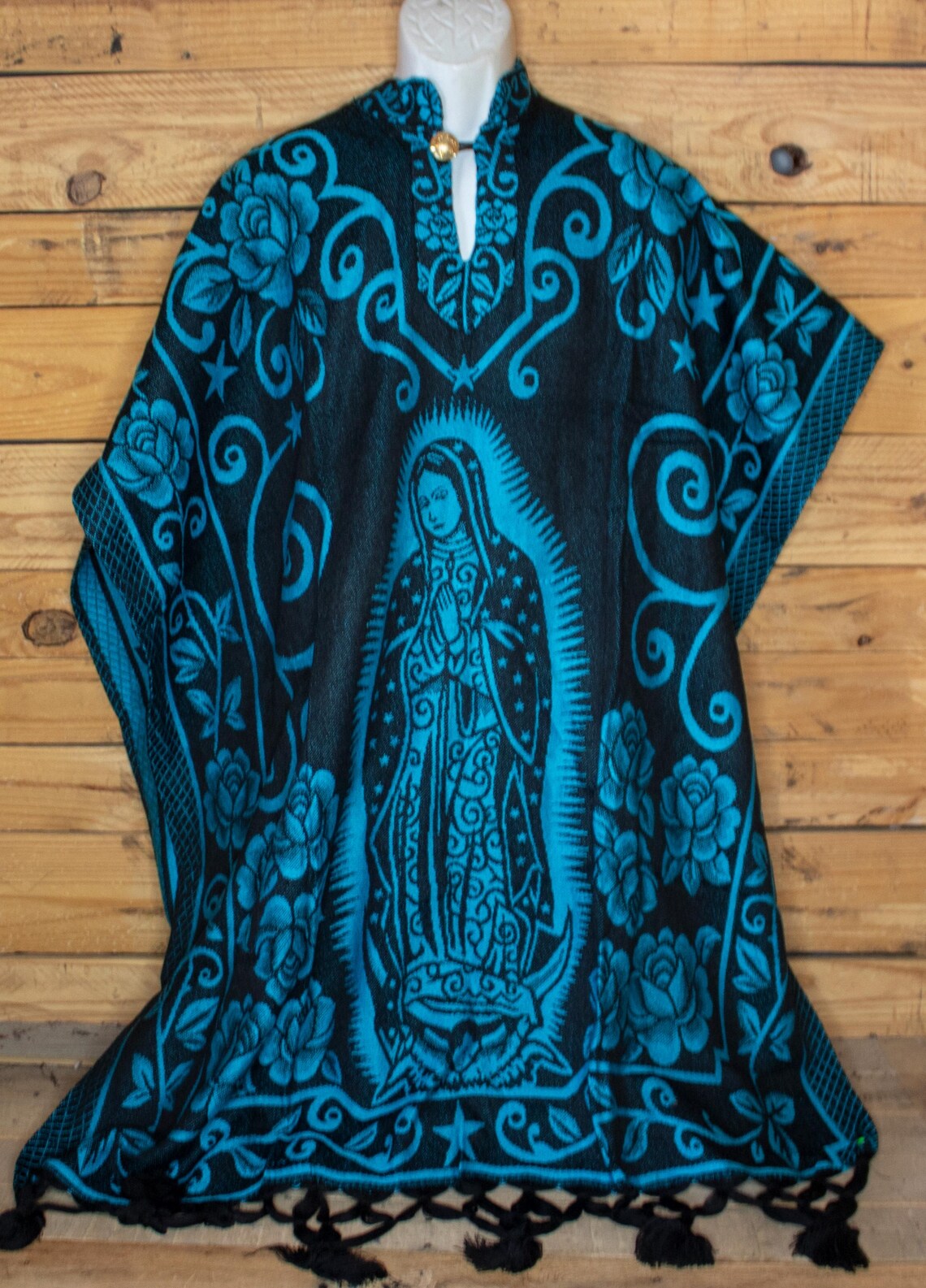VIRGEN De GUADALUPE Virgin Mary 2 Sided Mexican Poncho Rebozo Wrap ...