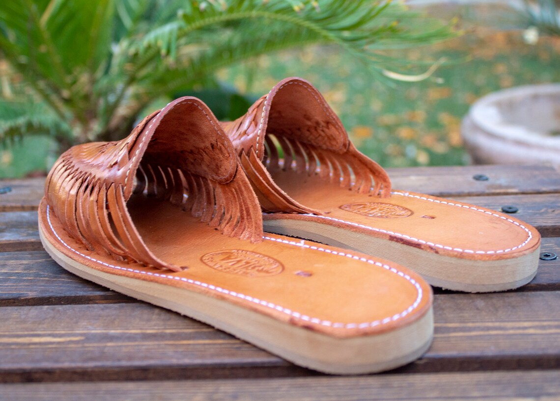 WOMENS MEXICAN SANDALS Leather Handmade Slip on Huarache - Etsy