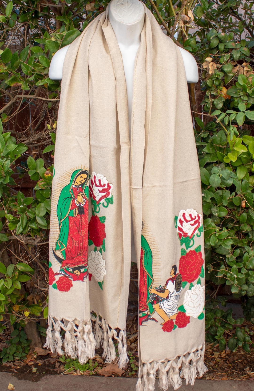 Virgen De Guadalupe Virgin Mary Mexican Poncho REBOZO SCARF WRAP - Etsy