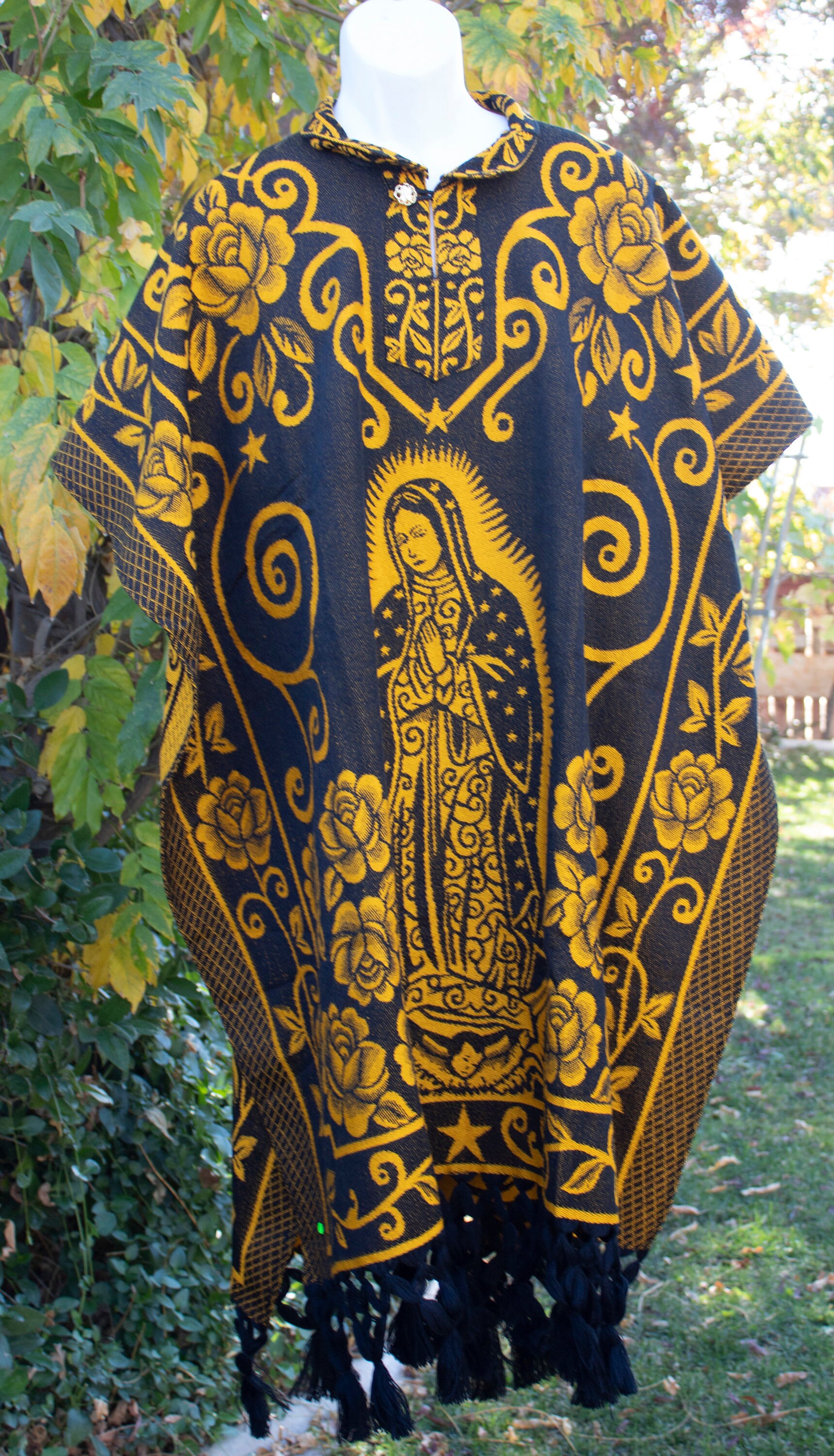 VIRGEN De GUADALUPE Virgin Mary 2 Sided Mexican Poncho Rebozo Wrap ...