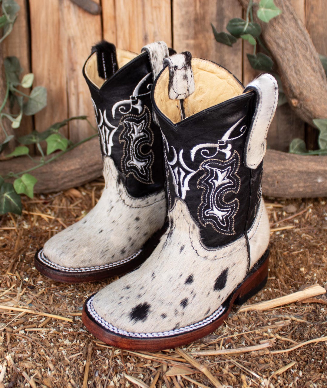 TODDLER Kids Youth Unisex Square Toe COW HAIR Leather Cowboy Boots - Etsy