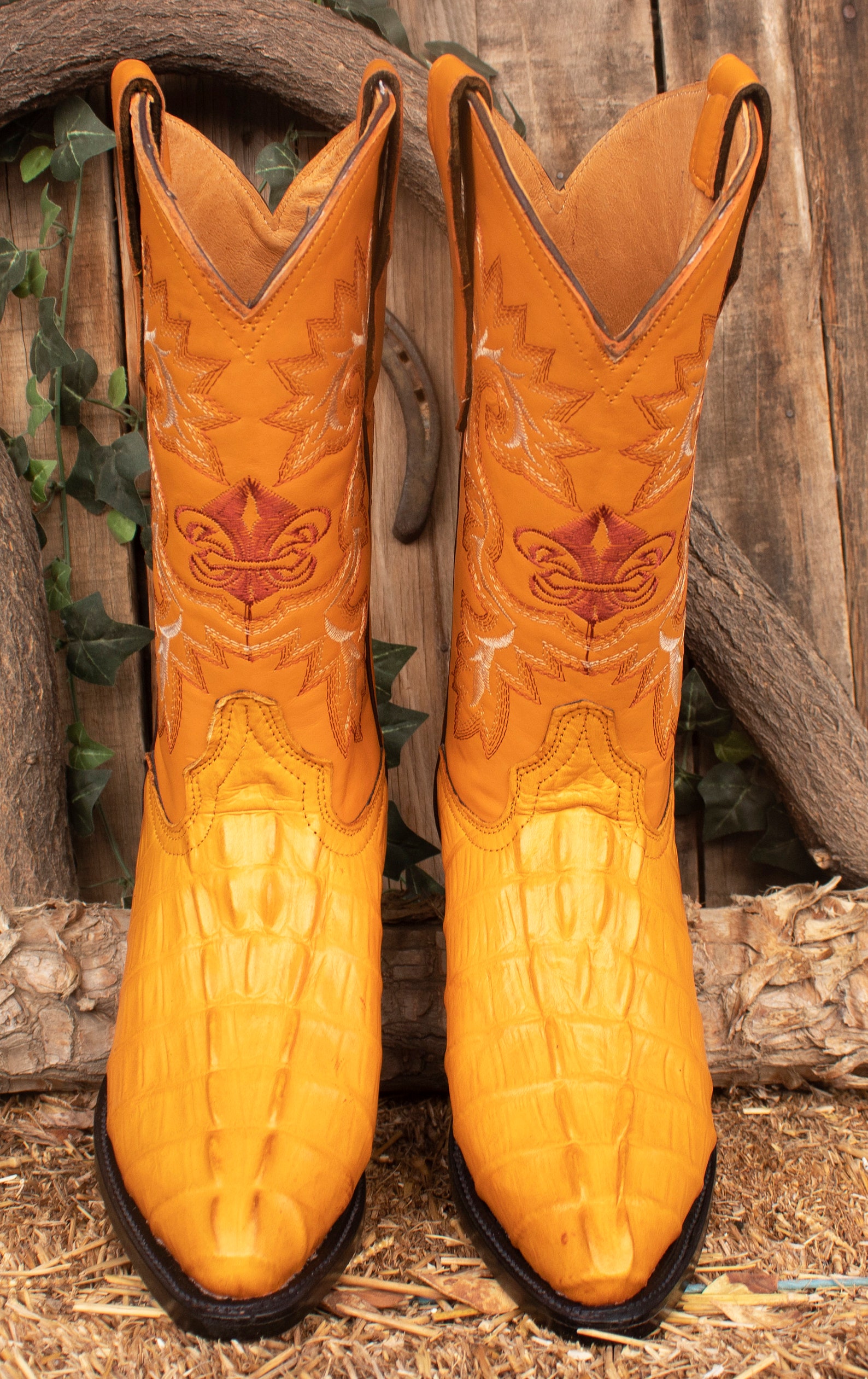 MENS LEATHER COWBOY Pointed Toe Alligator Crocodile Print Boots - Etsy