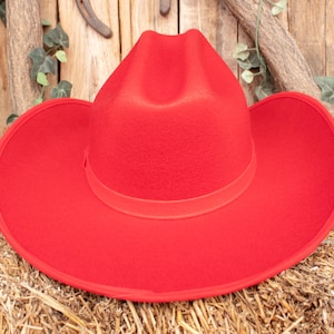 WOMENS Red FELT Western Rodeo Cowboy Hat SOMBRERO Texana - Etsy
