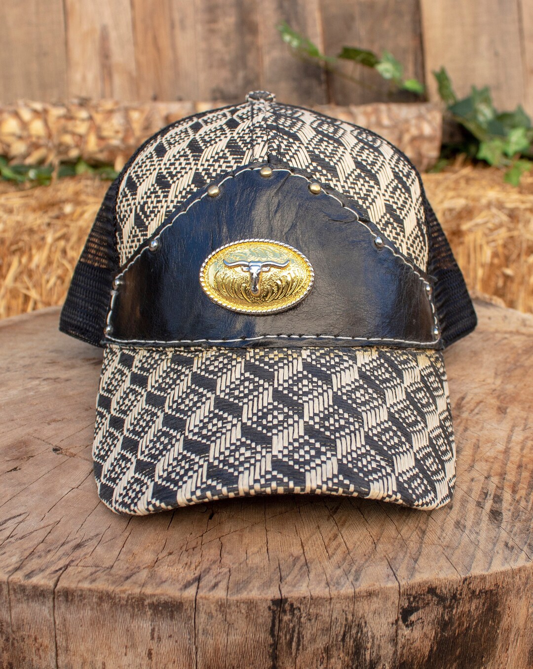 BULLHEAD PLAQUE Western HAT Adjustable Trucker Mesh Cap - Etsy