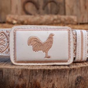 MENS WESTERN LEATHER Rooster Gallo Charro Embroidered Leather Belt - Etsy