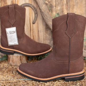 Mens Nubuck ROPER LEATHER Roper Pull on Brown WORK Boots - Etsy