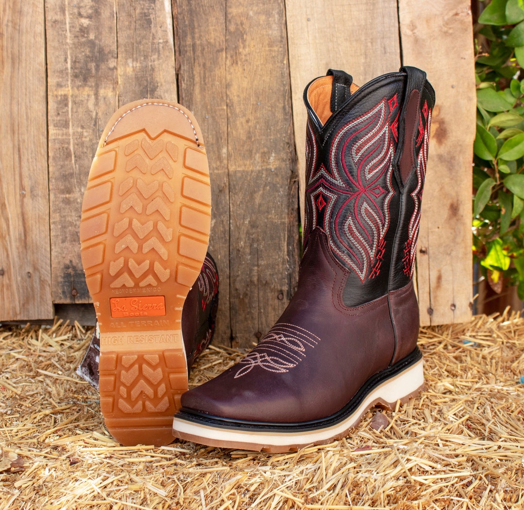 MENS Authentic LEATHER Western Cowboy Square Toe WORK Boots - Etsy