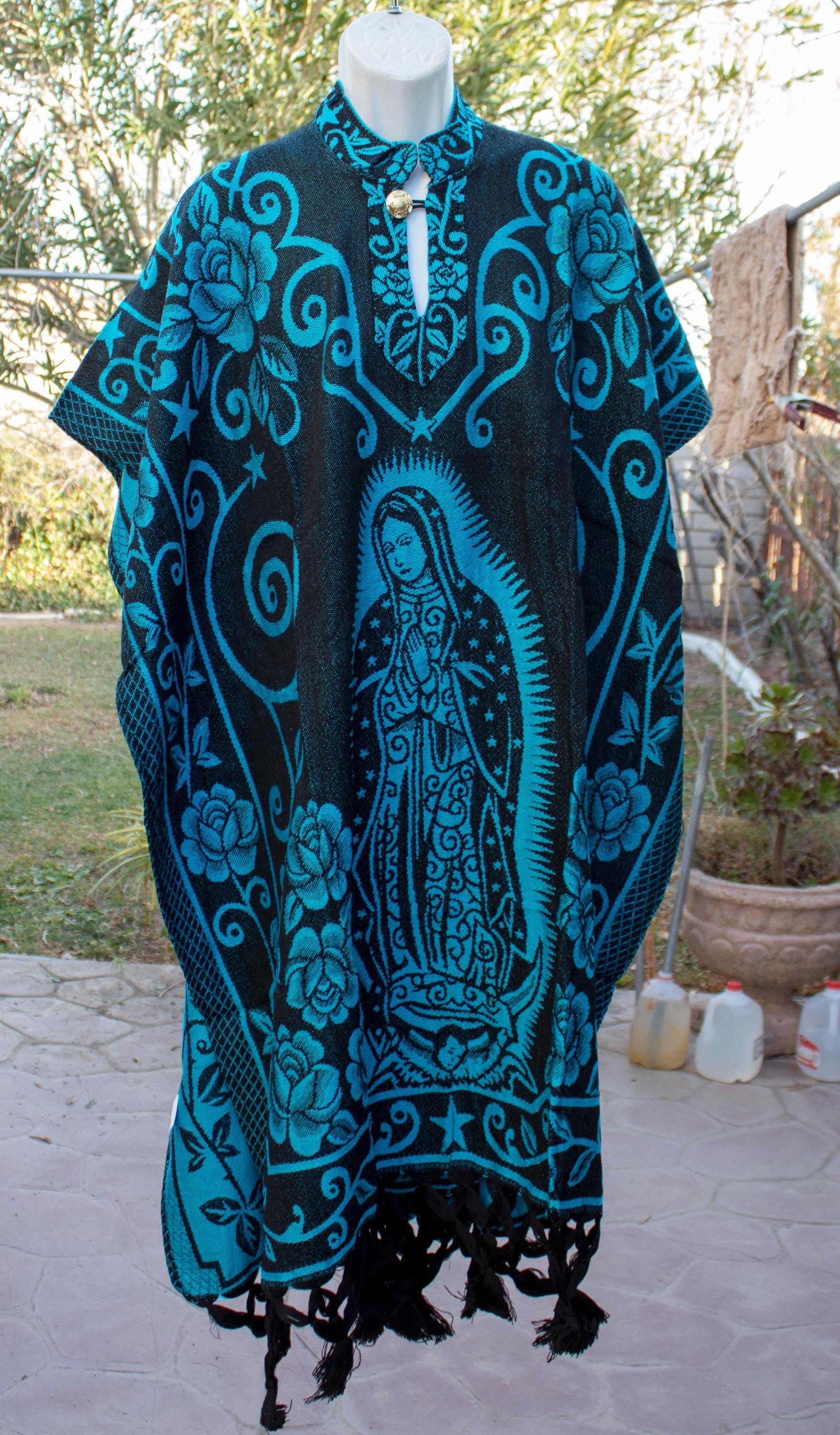 VIRGEN De GUADALUPE Virgin Mary 2 Sided Mexican Poncho Rebozo Wrap ...