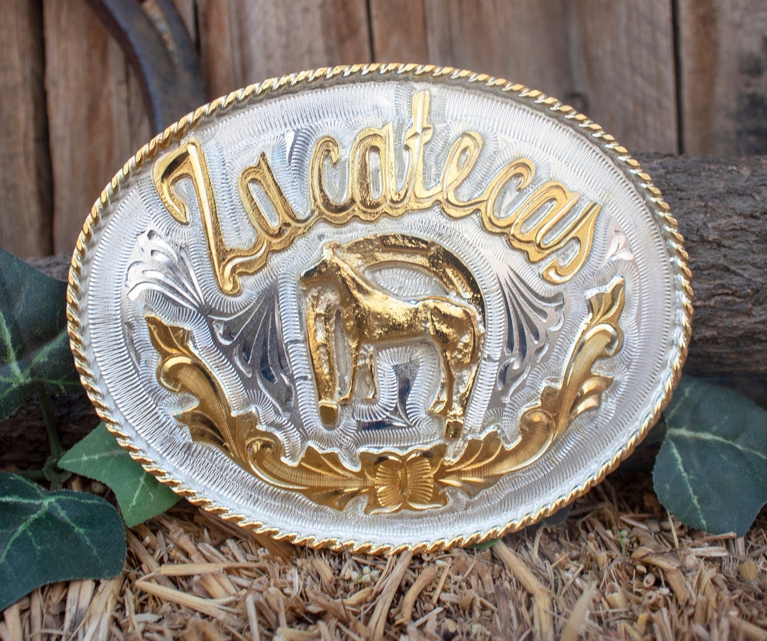 ZACATECAS MARIACHI HORSE Engraved Cowboy Western Horseshoe Alpaca Belt ...