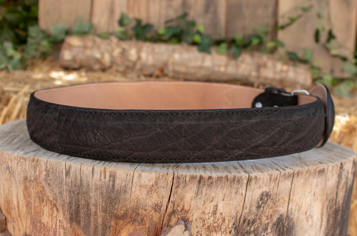 Mens Black BULL NECK LEATHER Western Cowboy Rodeo Belt Cinto - Etsy