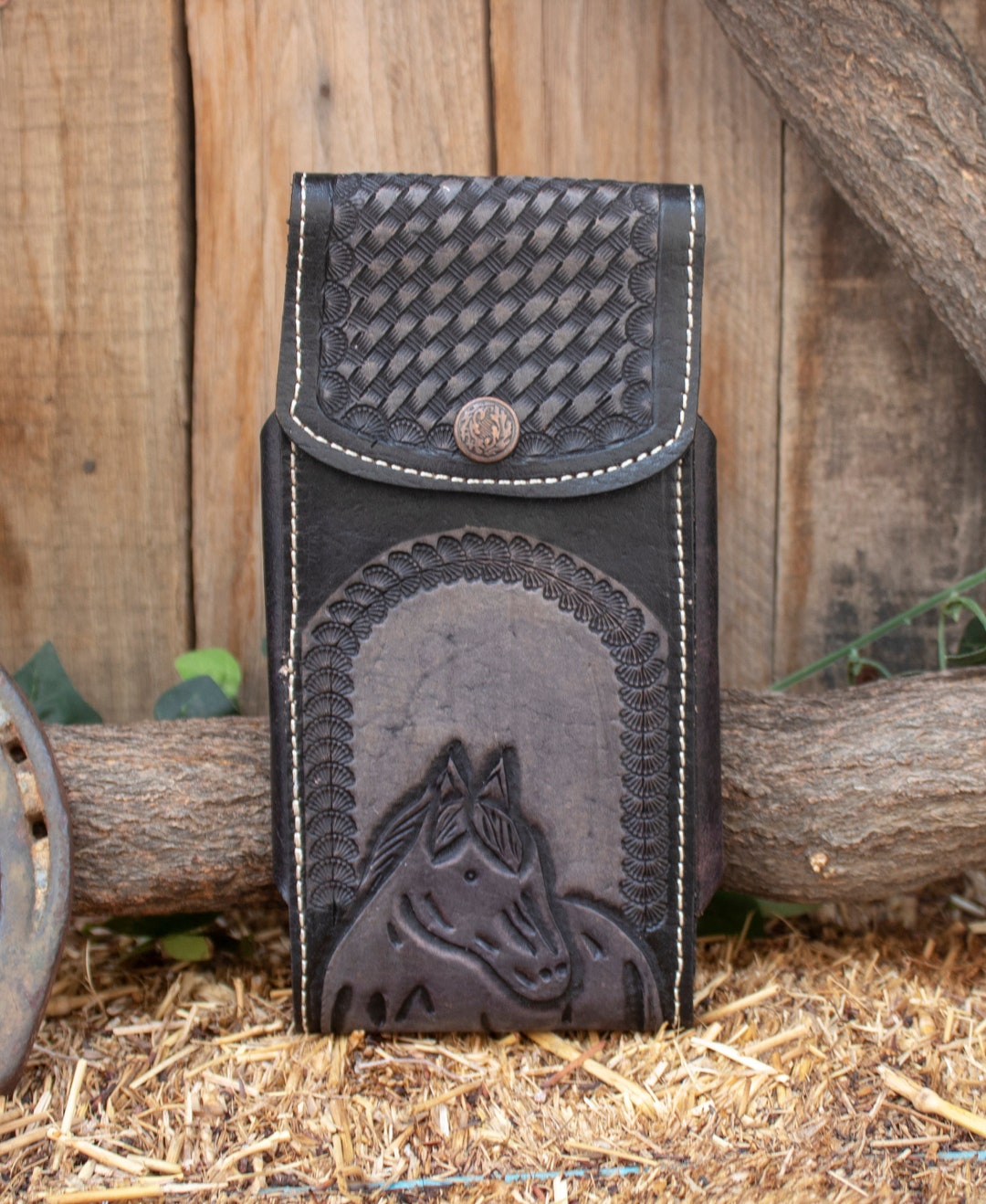 LEATHER HORSE Caballo STAMPED Western Cowboy Rodeo Cell Phone Case ...