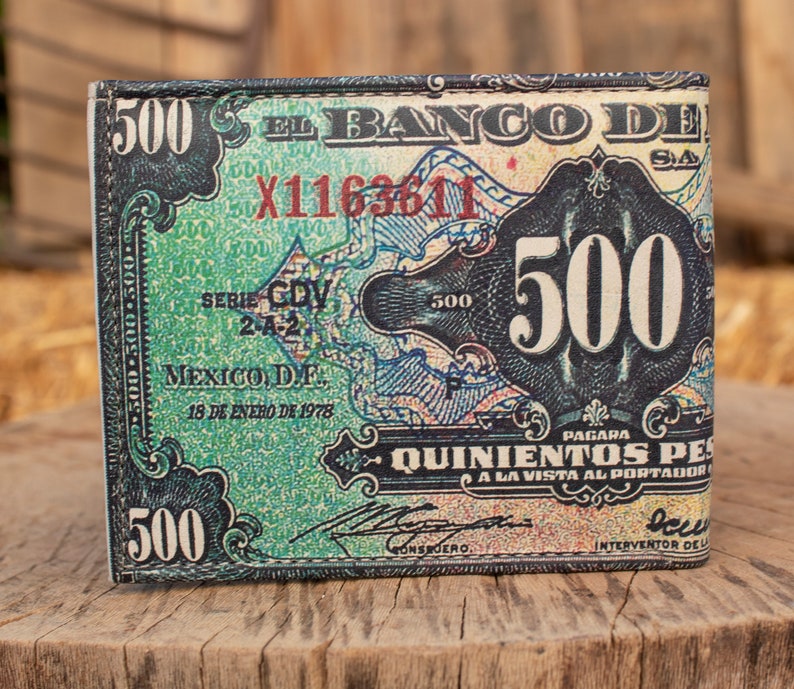 MEXICO 500 PESOS Bill Mexican LEATHER Laser Printed Bi-fold Wallet - Etsy