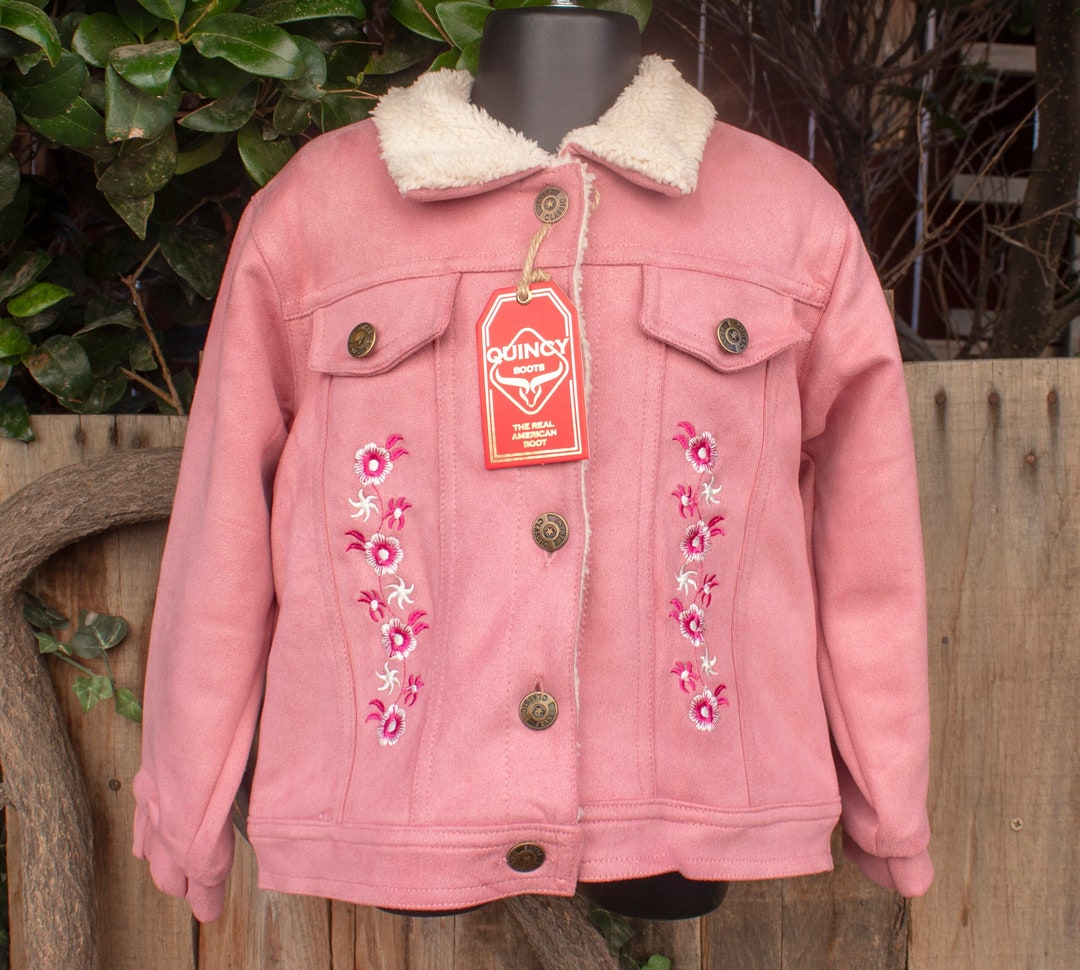 CHILDRENS Toddler Youth Girls PINK Flower EMBROIDERED Jacket - Etsy