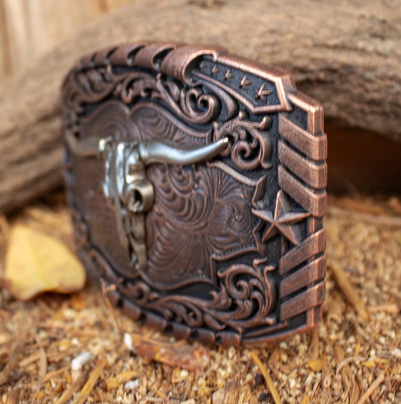 LONGHORN Bull TORO Metal Engraved Cowboy Western Belt Buckle - Etsy