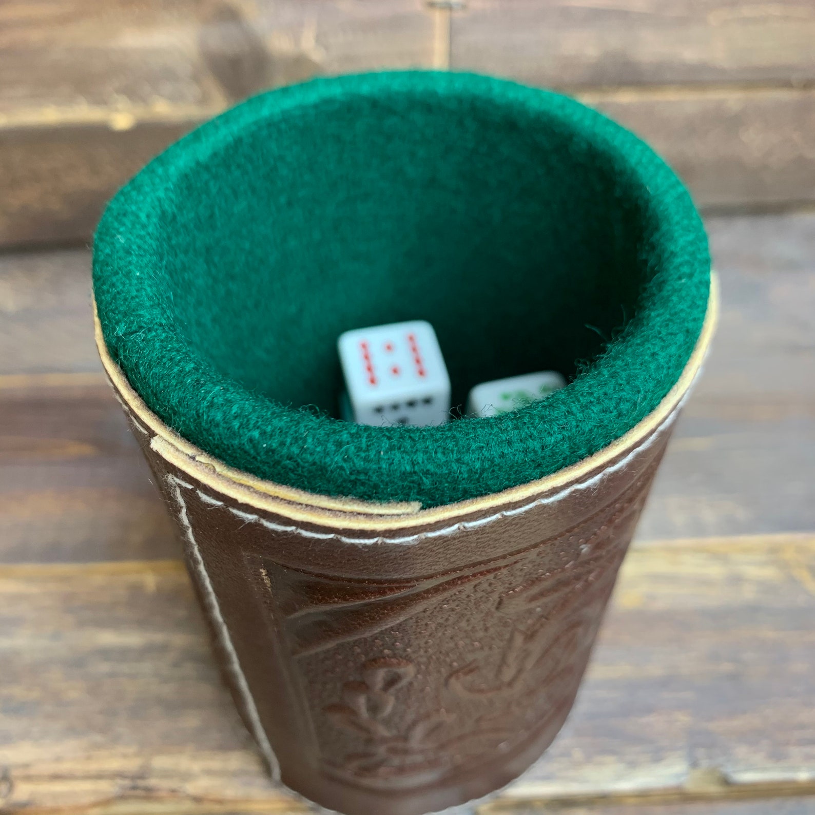 Traditional Mexican POKER DICE CUP Game Leather Engraved Aztec | Etsy