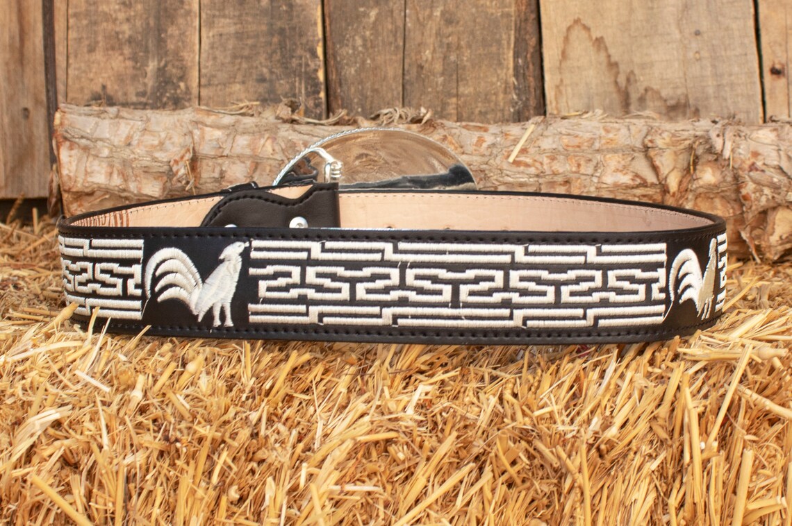 MENS WESTERN LEATHER Charro Cowboy Rooster Gallo Embroidered - Etsy