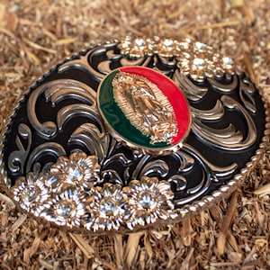 Virgin Mary Virgen De Guadalupe Metal Engraved Western Belt Buckle Etsy