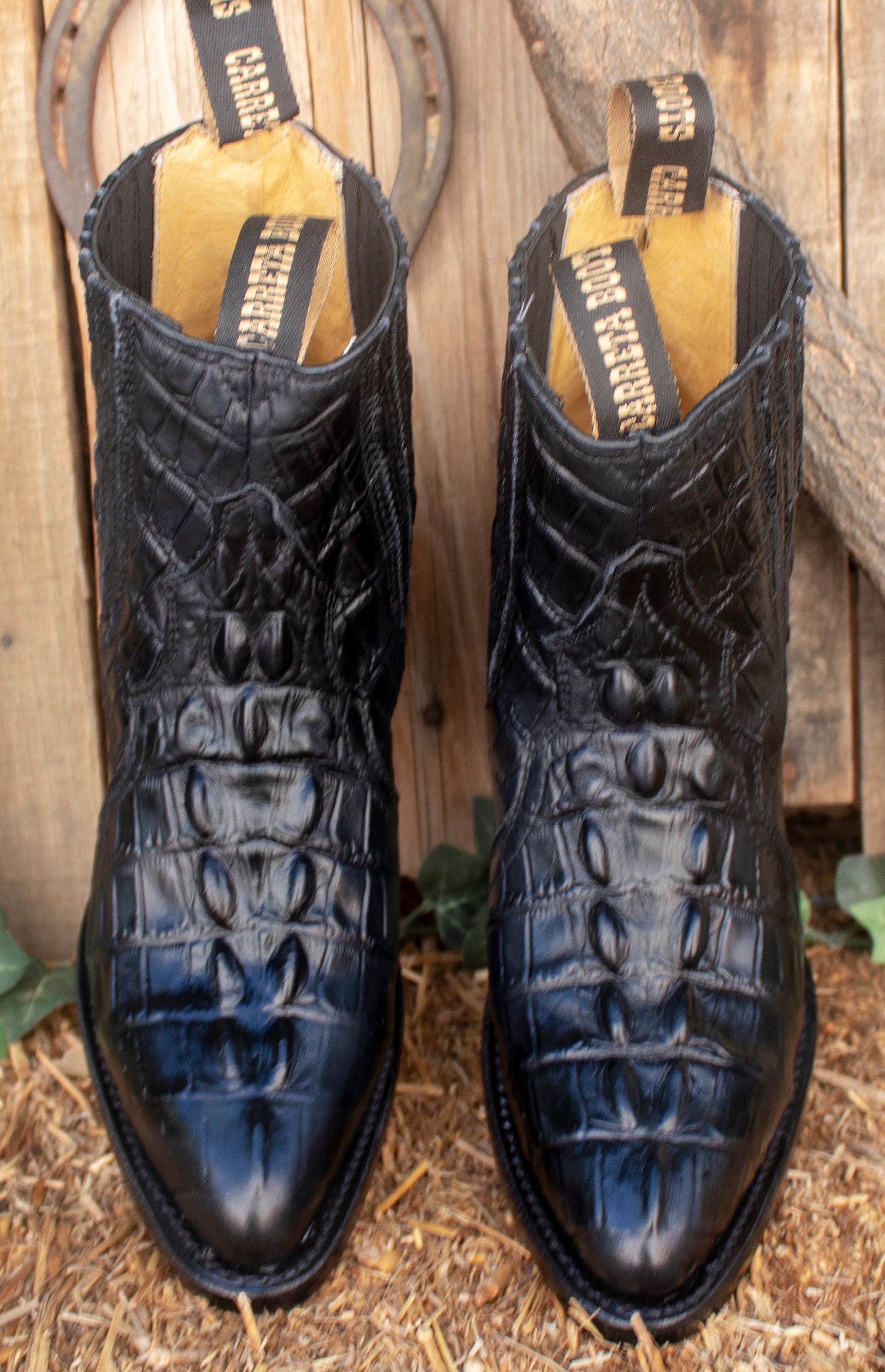 MENS LEATHER COWBOY Pointed Toe Alligator Crocodile Print Half Ankle ...