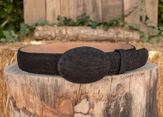 Mens Black BULL NECK LEATHER Western Cowboy Rodeo Belt Cinto - Etsy