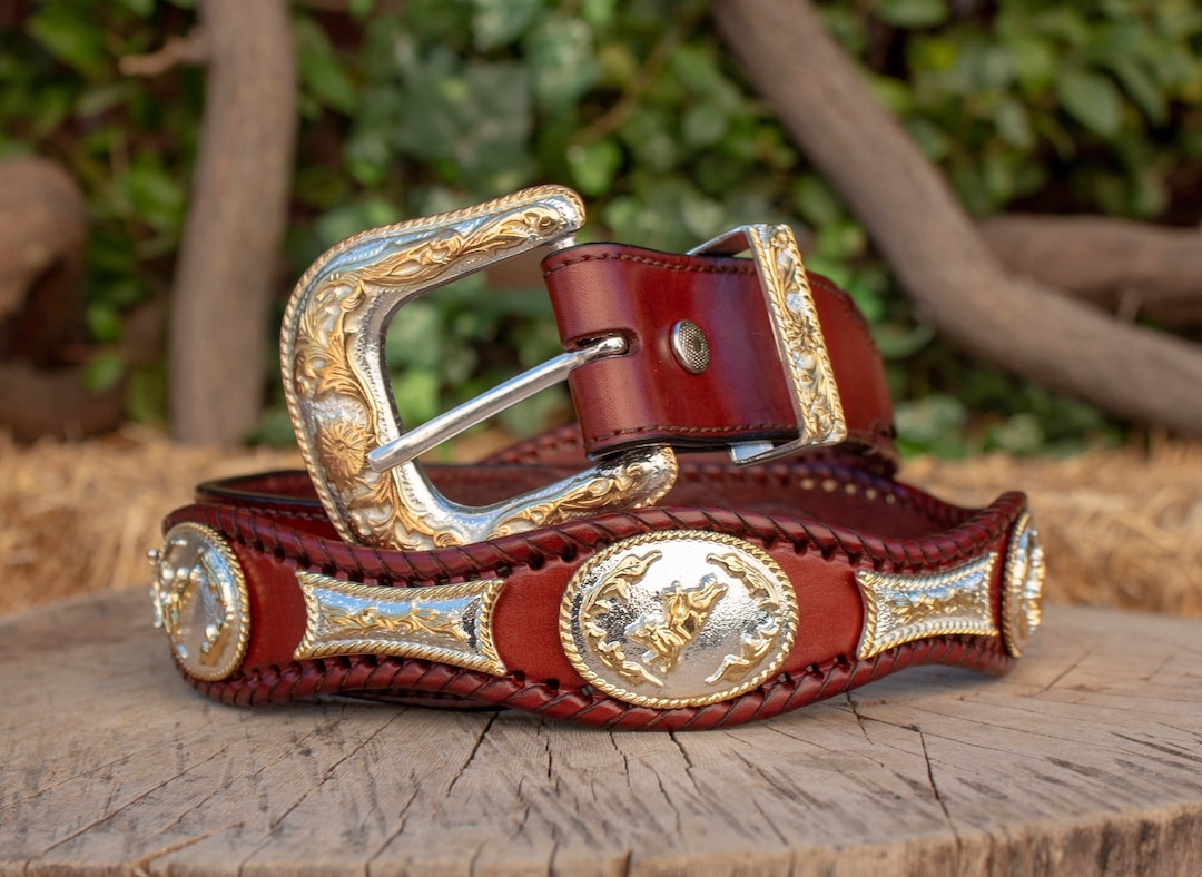 Mens LEATHER CONCHO WESTERN Cowboy Rodeo Belt Cinto Vaquero Fino - Etsy