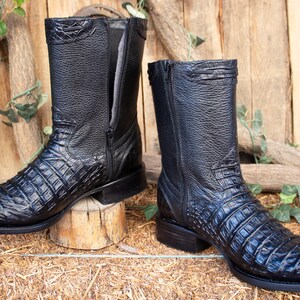 MENS CROCODILE Black Faux Alligator Cocodrilo Leather Cowboy Western ...