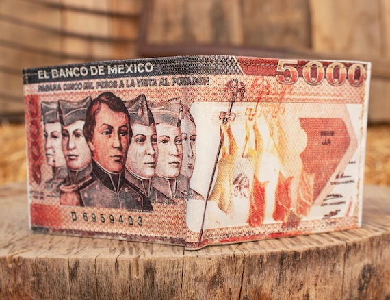 MEXICO 5000 PESOS Bill Mexican LEATHER Laser Printed Bi-fold | Etsy