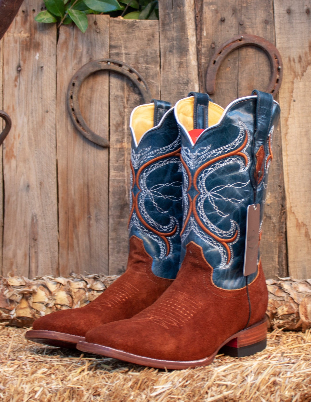 MENS Suede LEATHER COWBOY Western Rodeo Square Toe Boots - Etsy