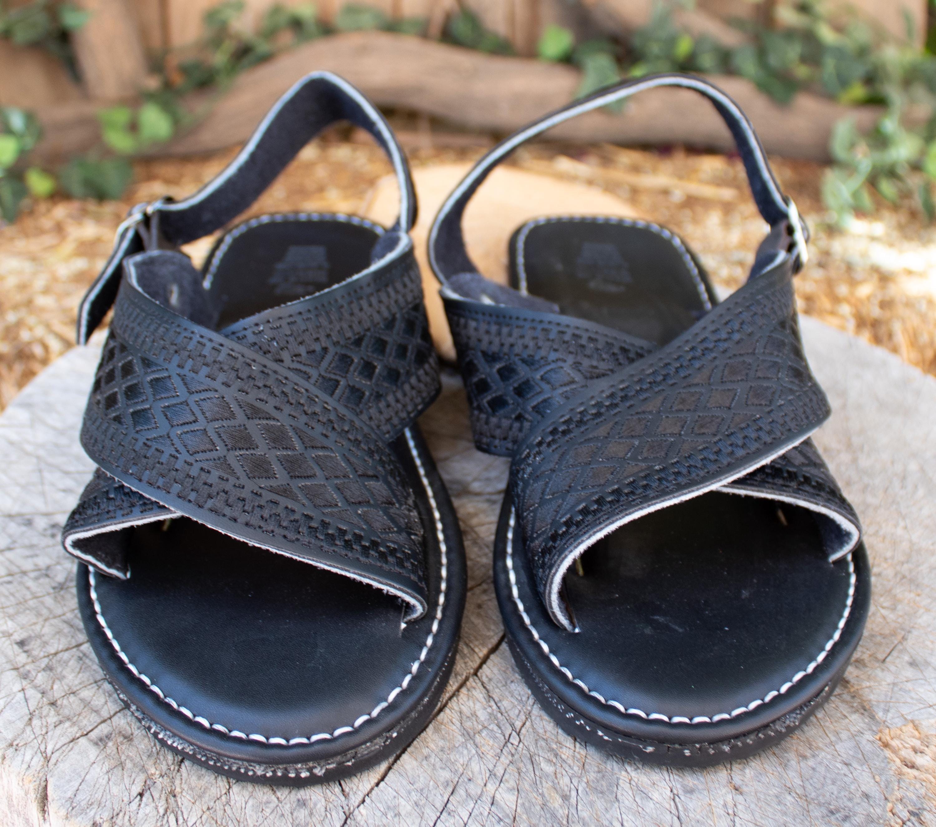 MENS Black EMBROIDERED HUARACHE Mexican Sandals With Cushioned Sole - Etsy