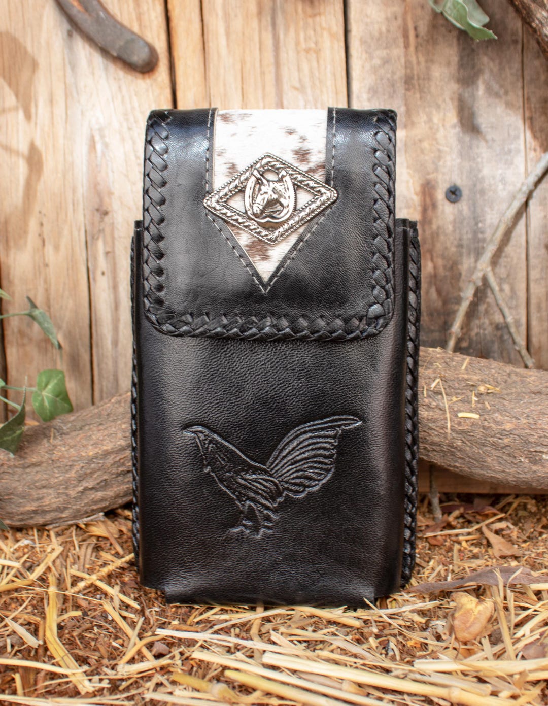 LEATHER ROOSTER Gallo STAMPED Western Cowboy Rodeo Cell Phone Case ...