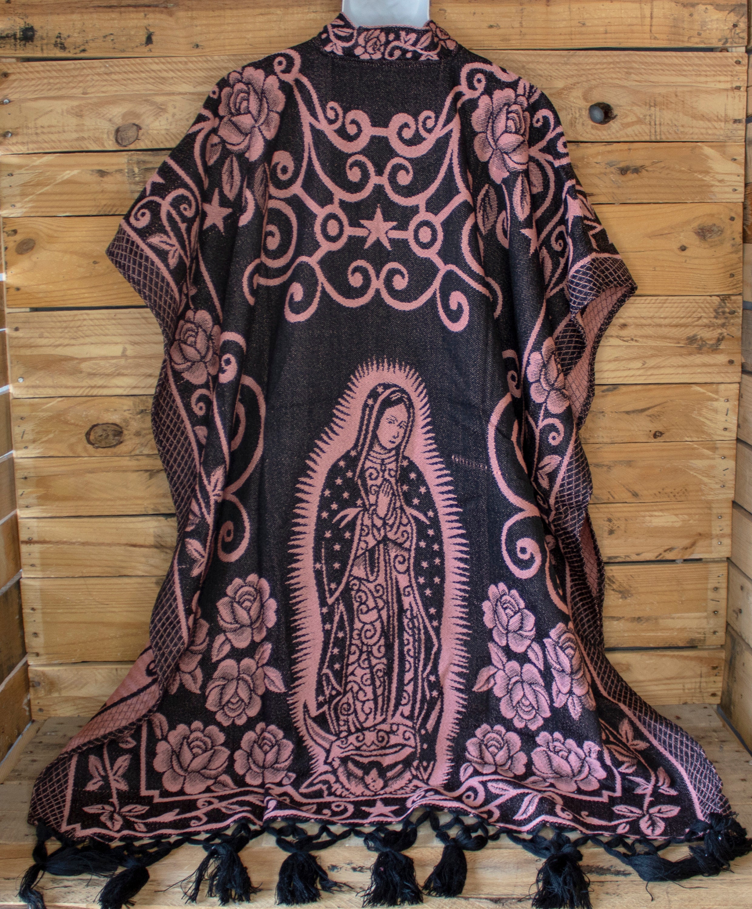 VIRGEN De GUADALUPE Virgin Mary 2 Sided Mexican Poncho Rebozo Zarape ...