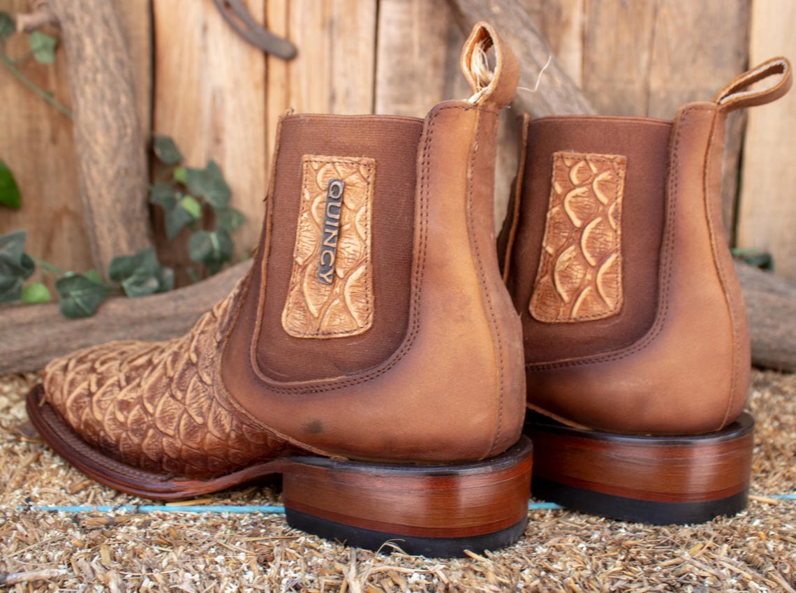 MENS LEATHER COWBOY Snake Skin Faux Square Toe Half Boots Botines - Etsy