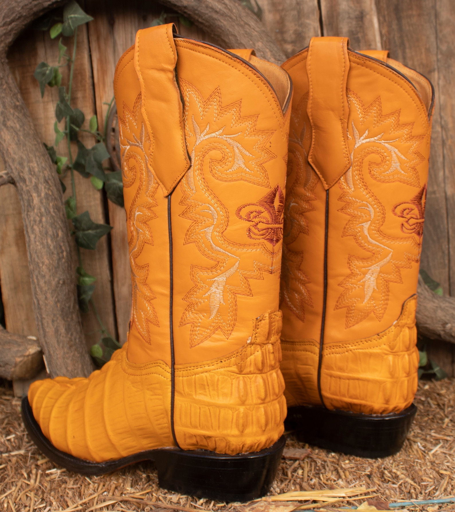 MENS LEATHER COWBOY Pointed Toe Alligator Crocodile Print Boots - Etsy