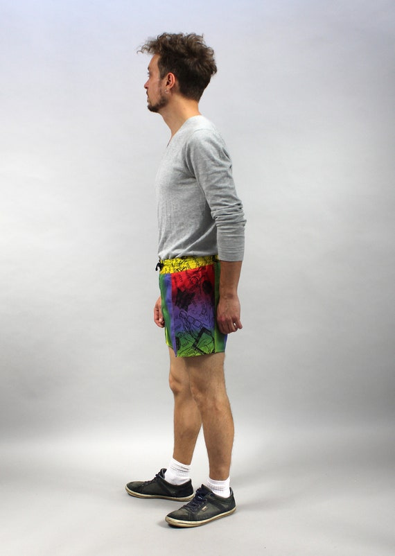 VAGABOND 90s Rainbow Color Swim Trunks, Colorful Vint… - Gem