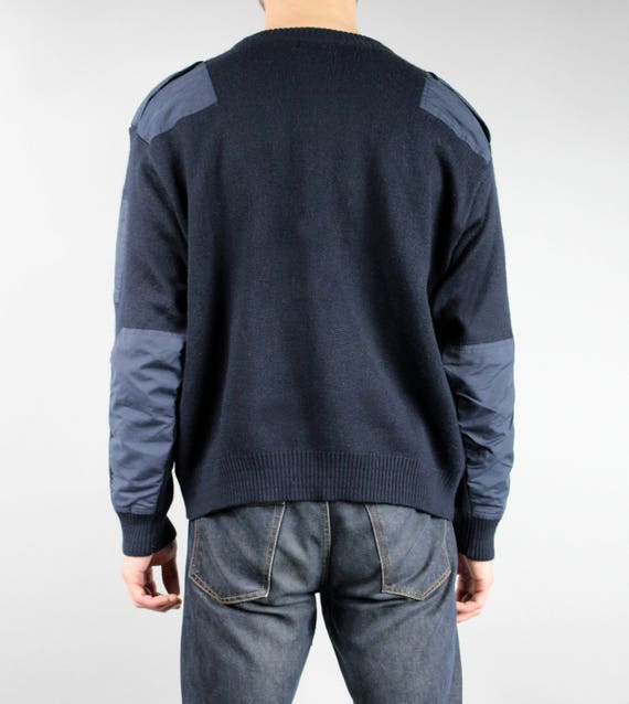 Plus Size Dark Blue 90s Military Style Sweater, Vinta… - Gem