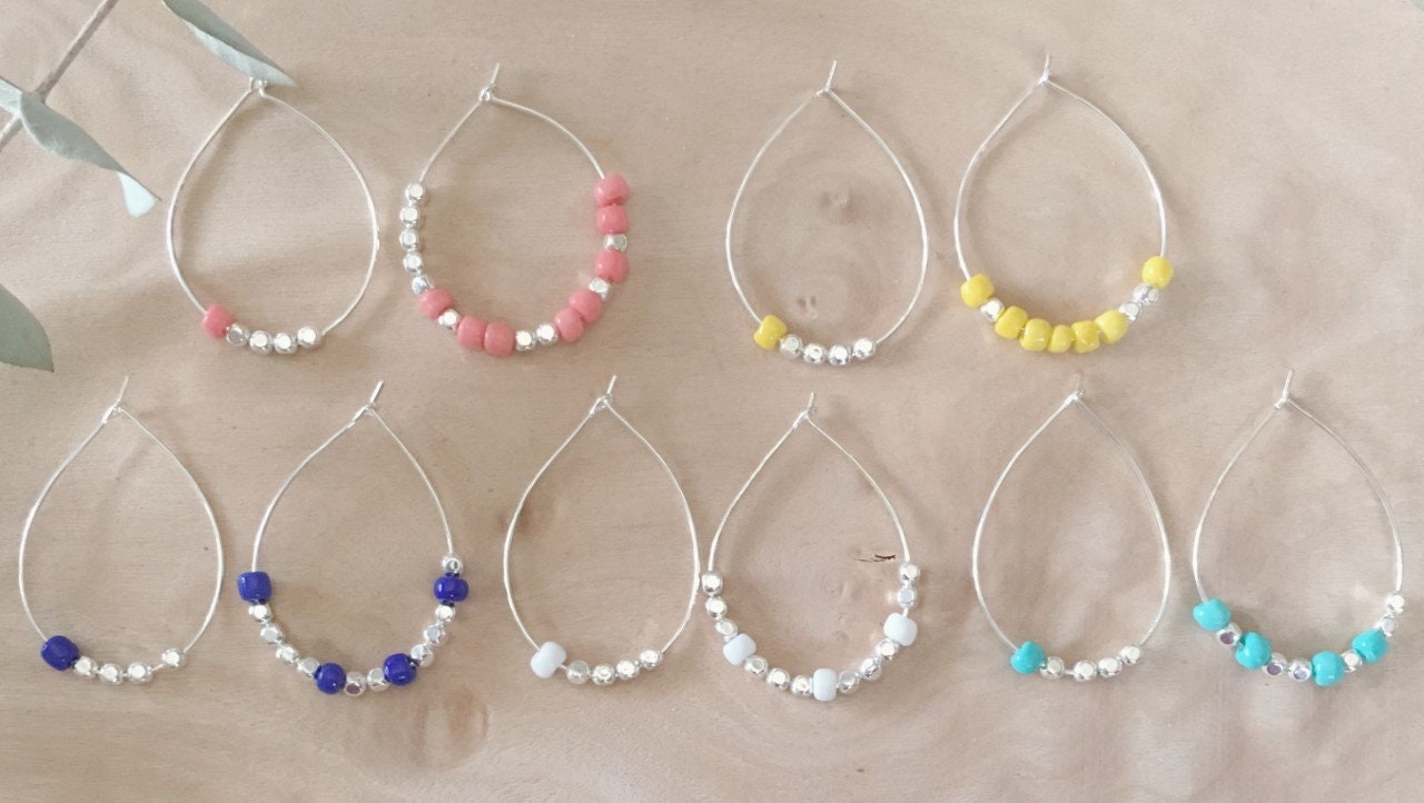 Morse Code Beaded Wire Hoop Earrings, Personalized Earrings, Secret ...