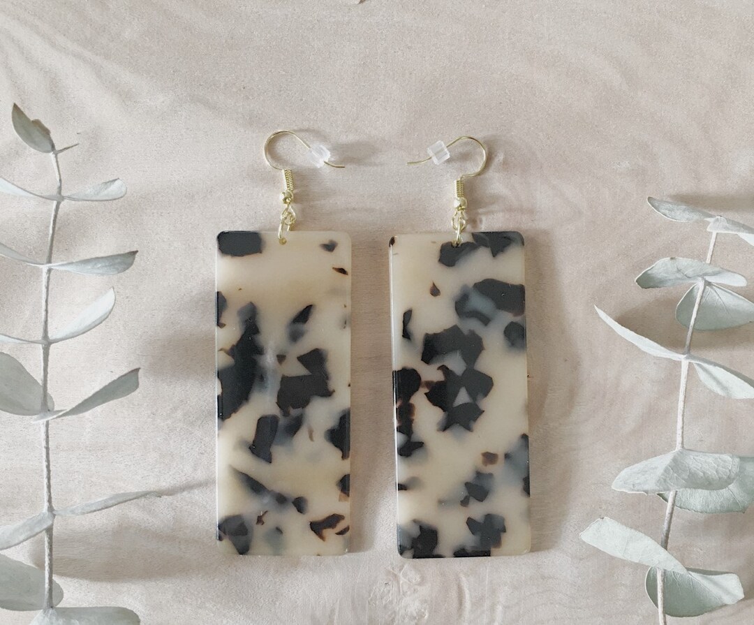Resin Blonde Tortoise Shell Bar Statement Earrings - Etsy