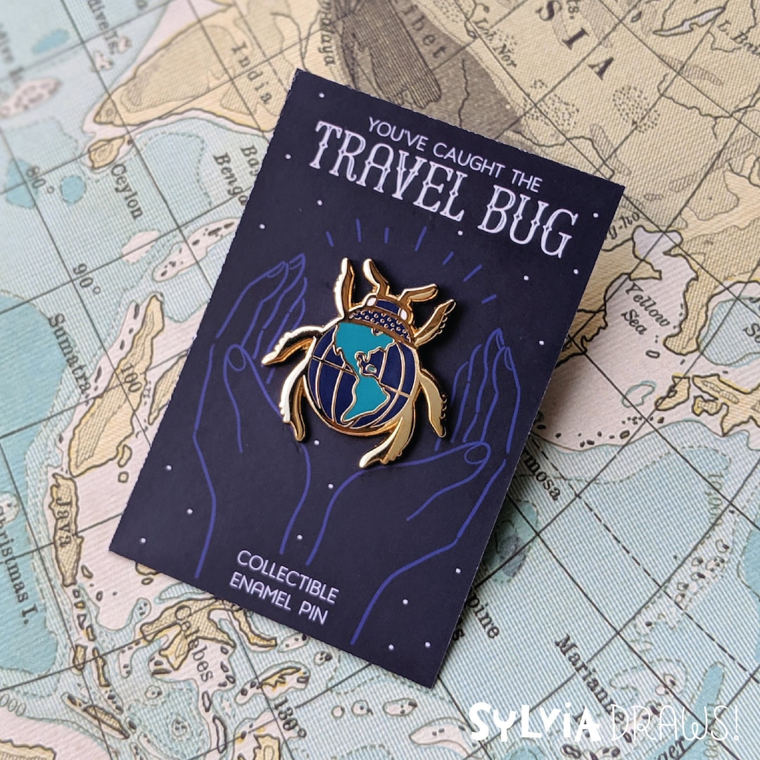 Travel Bug Globe Beetle Enamel Pin - Etsy