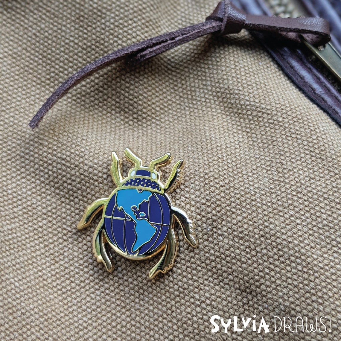Travel Bug Globe Beetle Enamel Pin - Etsy