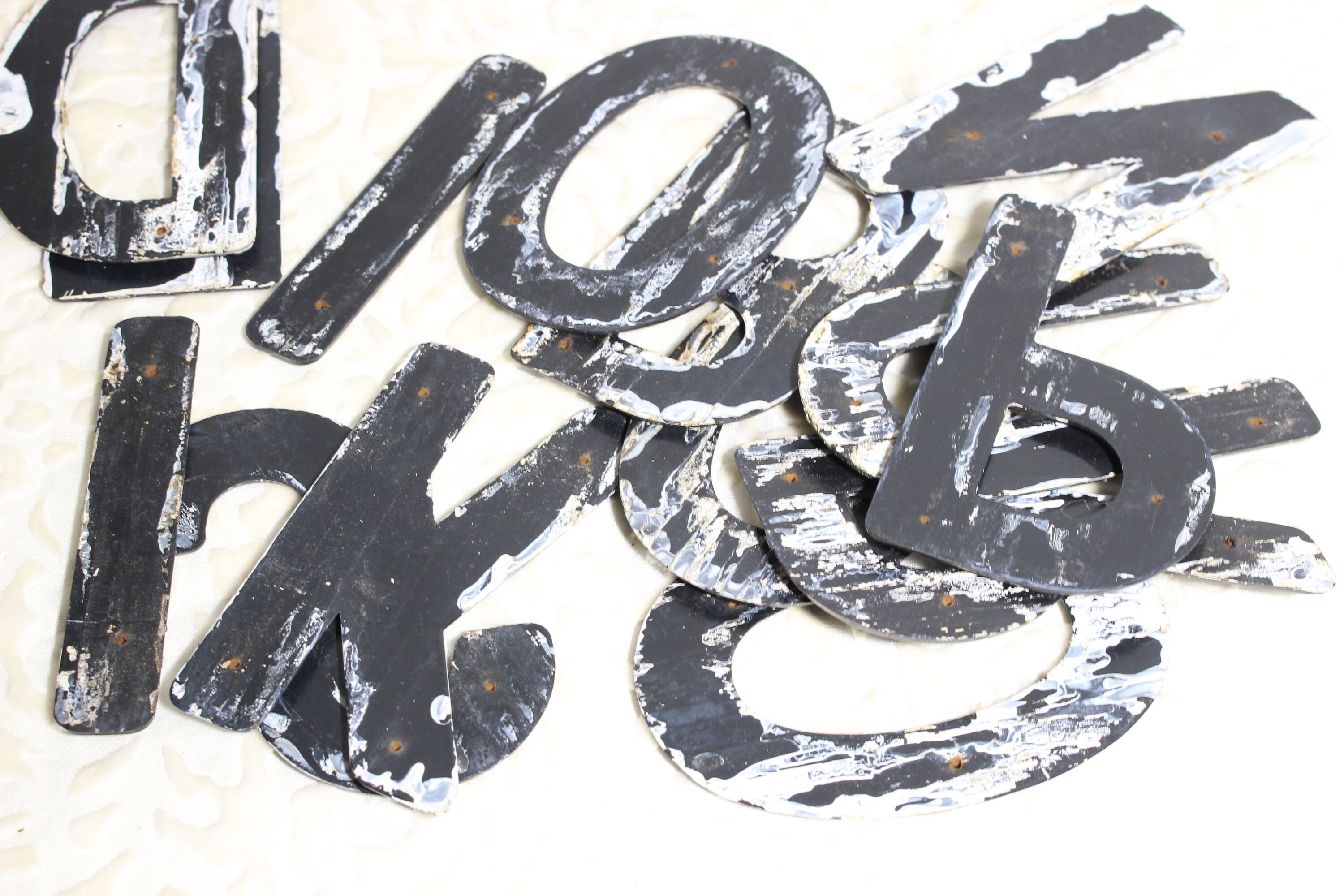 Black Plastic Letters, 4 Sign Letters Assorted Lettering, Salvage ...