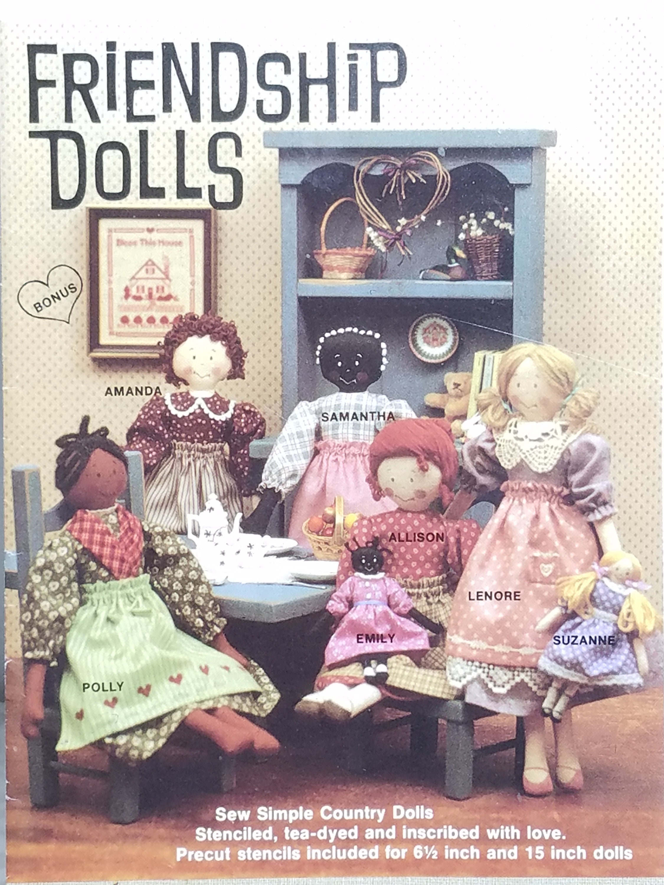 Cloth Dolls Sewing Pattern, Friendship Dolls DIY, Country Doll, Raggedy ...