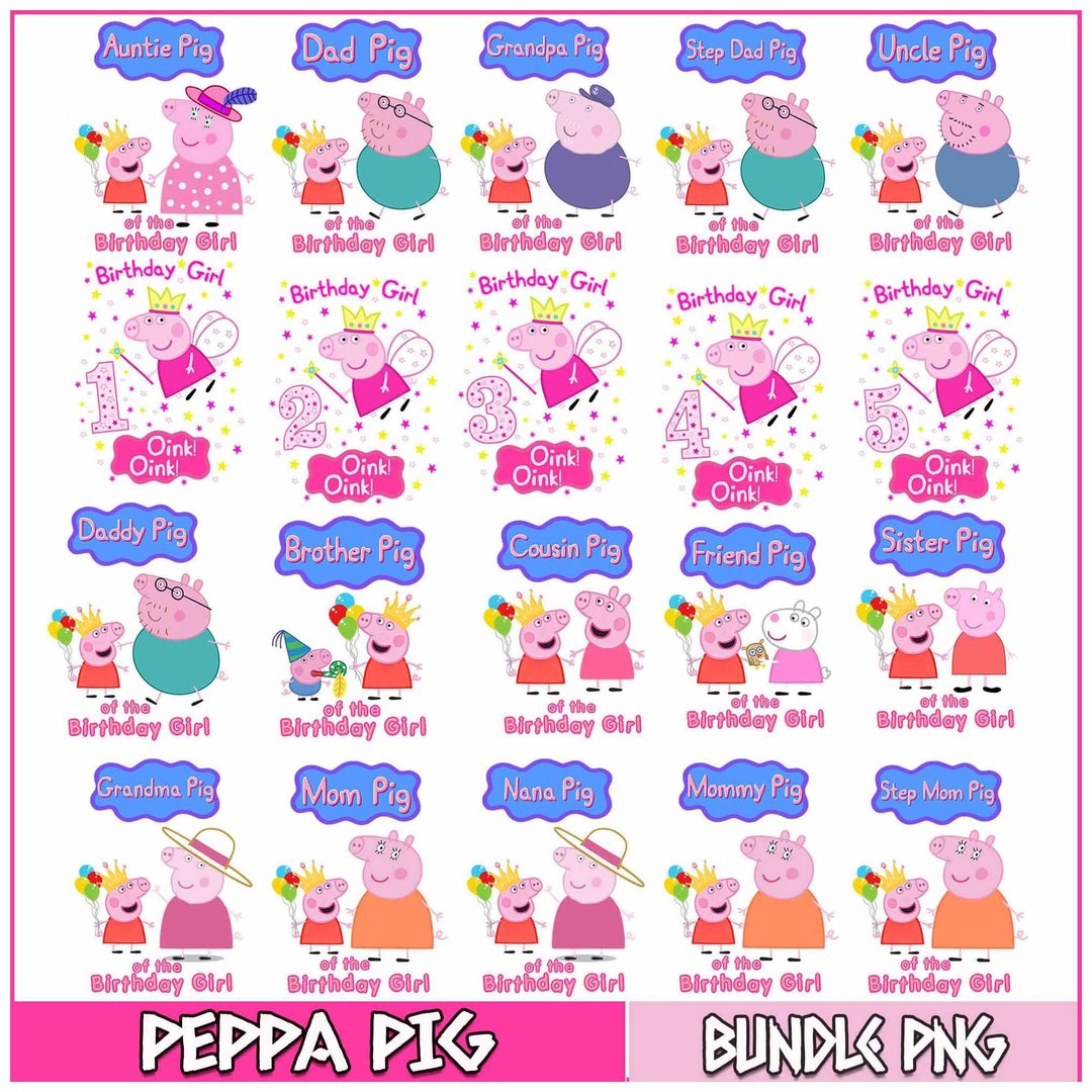Peppa Pig SVG Bundle, Peppa Pig Icon, Peppa Pig Design, Peppa Pig PNG ...