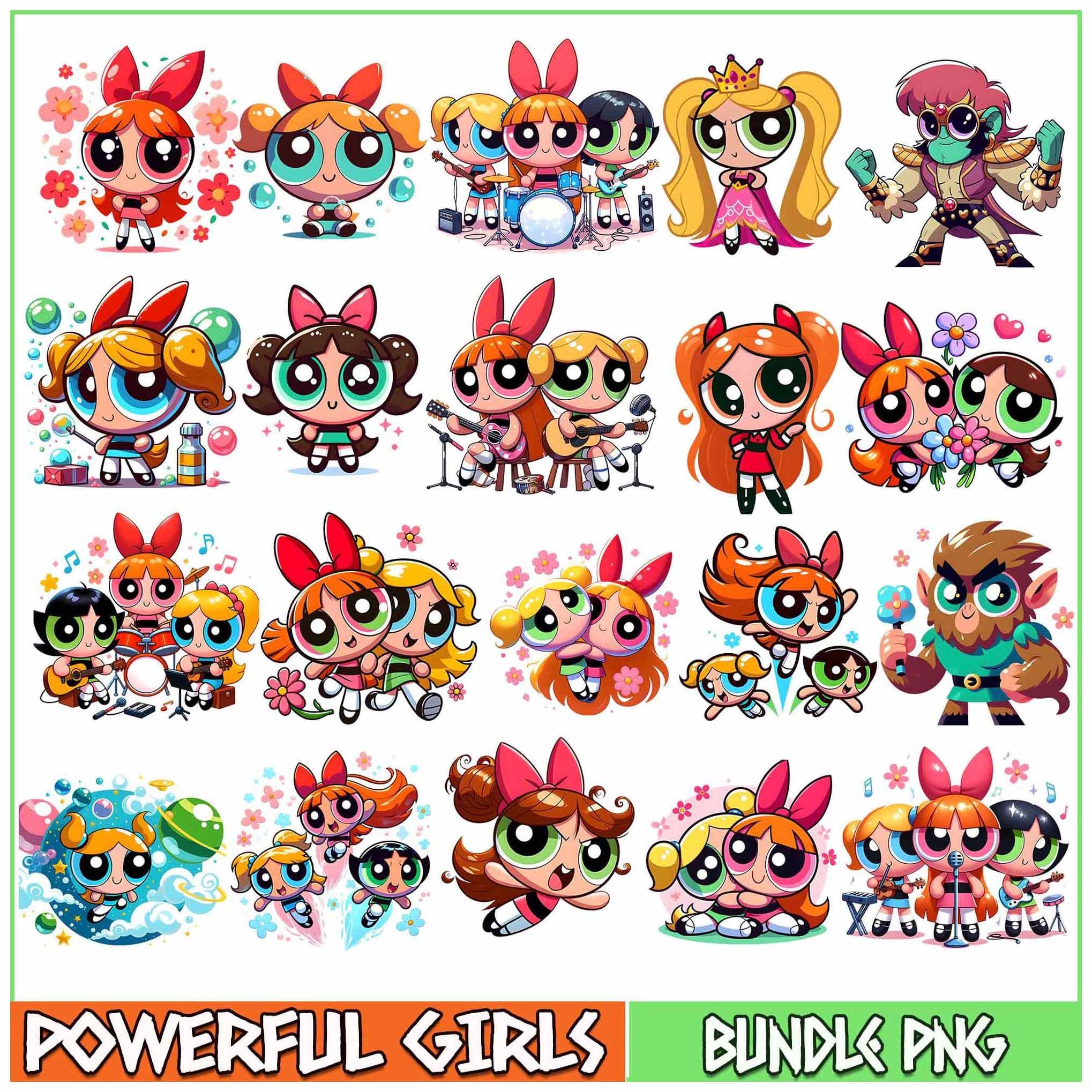 Powerpuff Girls SVG Bundle, Powerpuff PNG, Powerpuff Girls Birthday ...