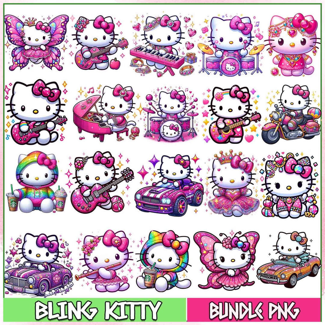 Kawaii Kitty Svg, Bling Kitty Svg Bundle, Cute Cat Svg, Kitty Svg ...