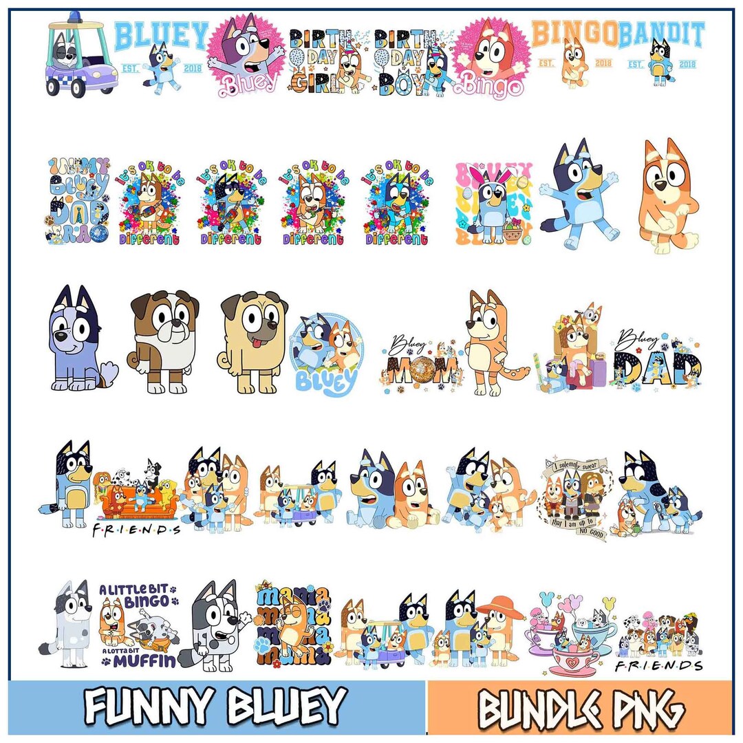 Mega Blue Dog Svg Bundle, Blue Dog Birthday Bundle Blue Dog Family Png ...