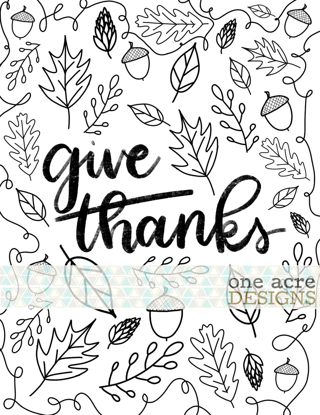 Give Thanks Fall Coloring Page - Etsy
