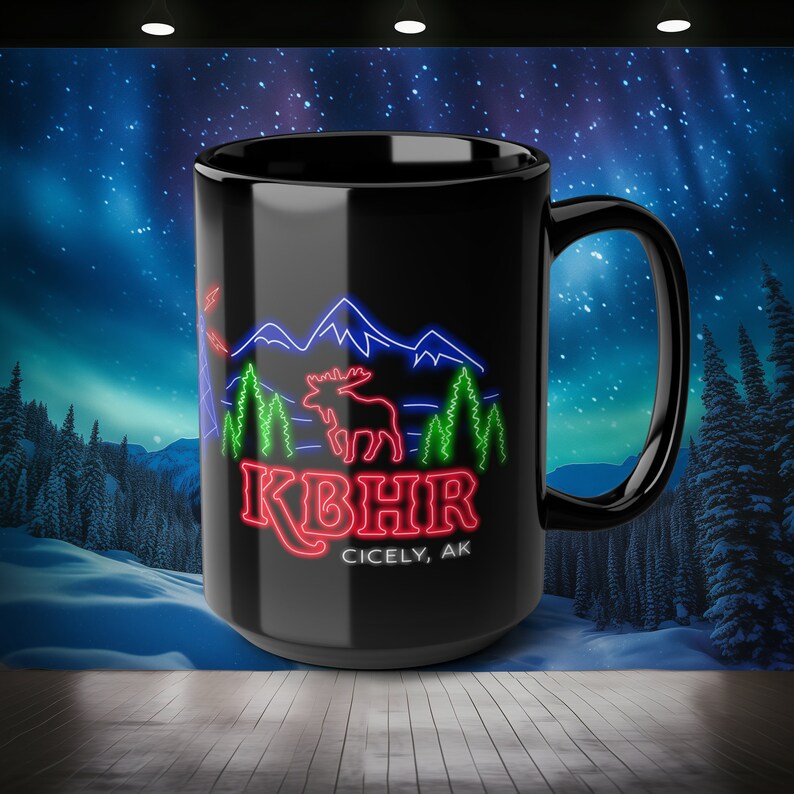 Northern Exposure Style Neon KBHR Coffee Mug 15oz, Cicely Alaska, KBHR ...