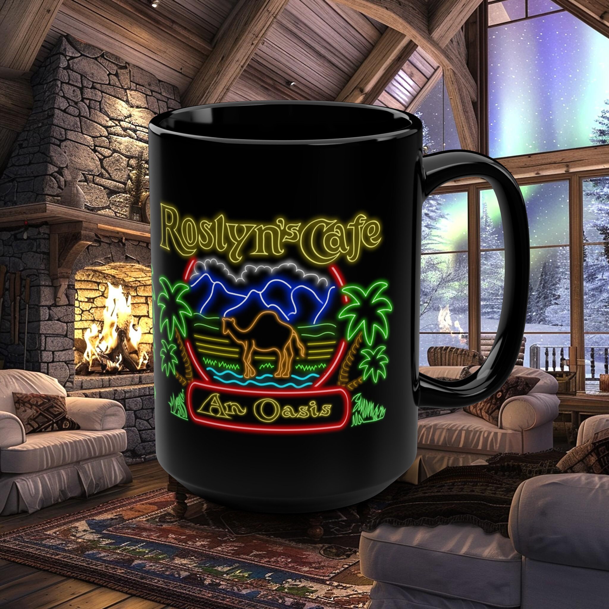Northern Exposure Style Neon Roslyn's Cafe Mug 15oz, Cicely Alaska ...